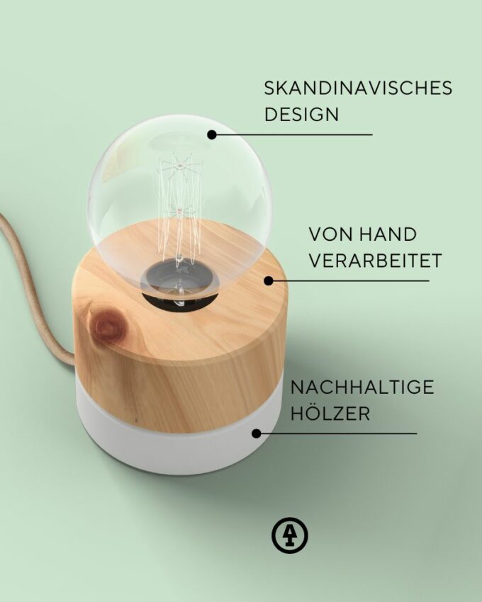Tischlampe aus Eiche im Skandinavischen Design von ALMUT